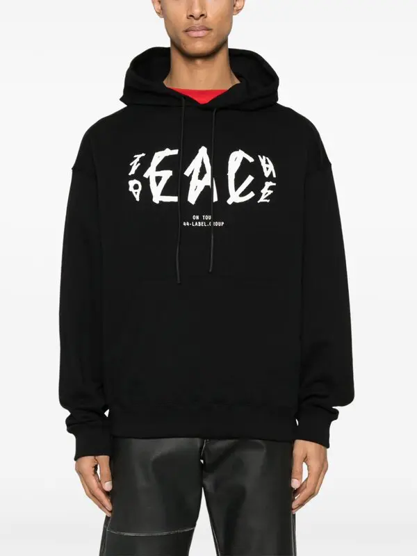 44 LABEL GROUP Peace Logo Cotton Hoodie