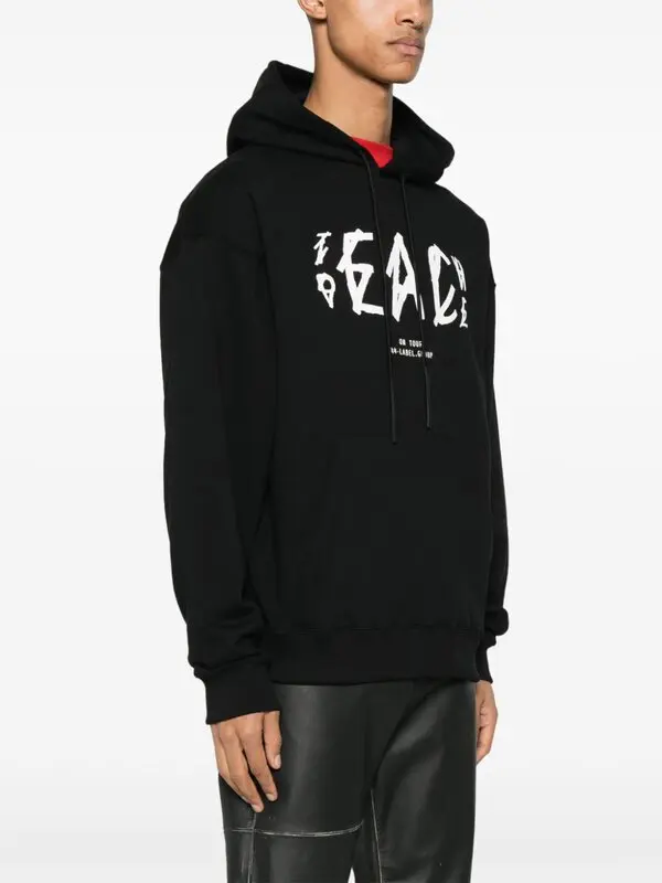 44 LABEL GROUP Peace Logo Cotton Hoodie