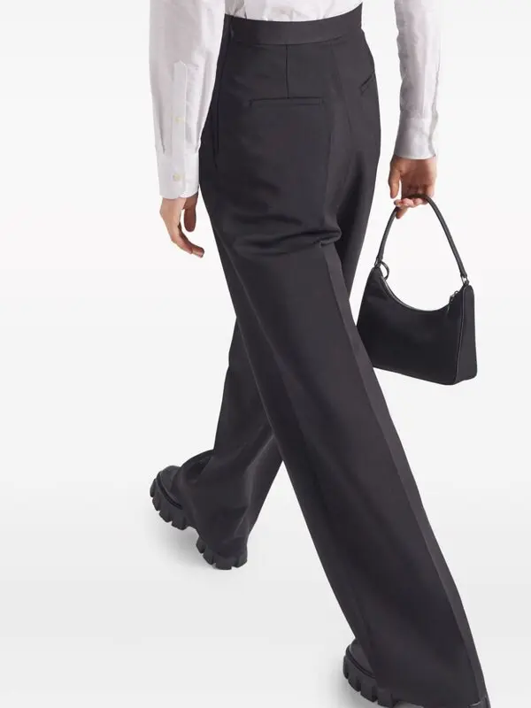 Prada Tailored Wide Leg Trousers - Black