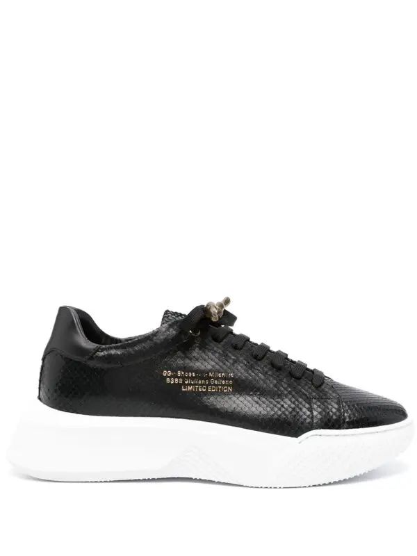 GIULIANO GALIANO Python Leather Sneakers - Black