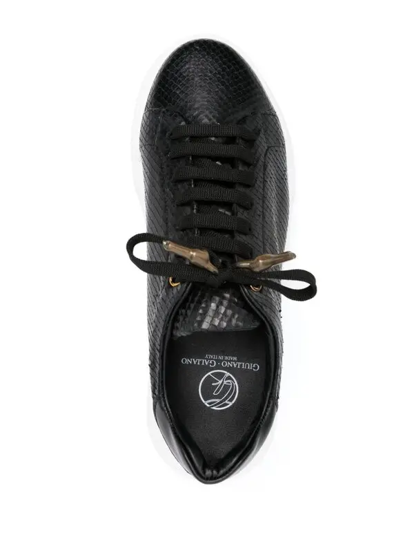 GIULIANO GALIANO Python Leather Sneakers - Black