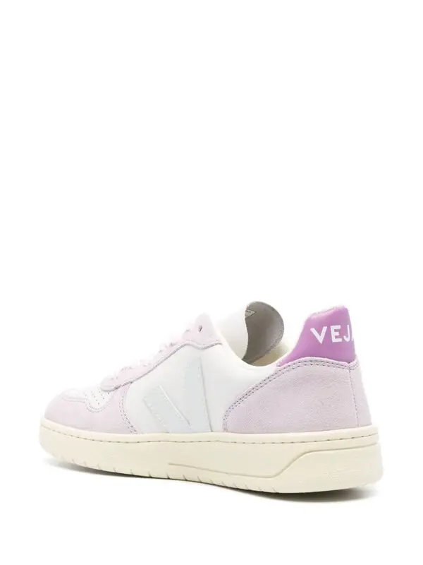 VEJA V-10 Panelled Leather Sneakers - White