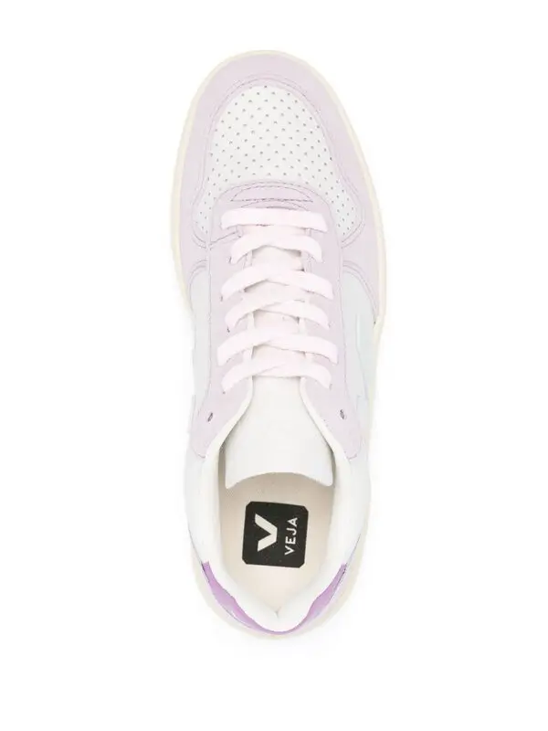 VEJA V-10 Panelled Leather Sneakers - White