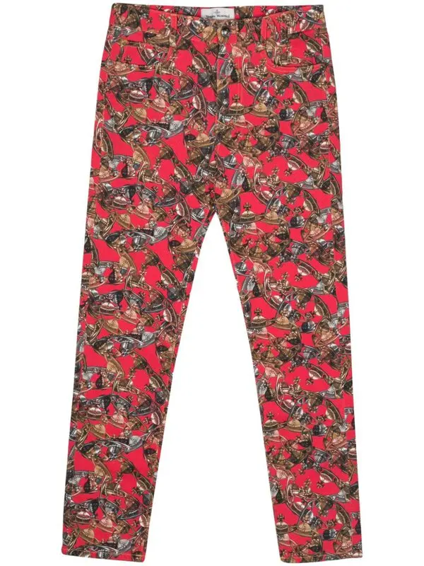 VIVIENNE WESTWOOD Orb Logo Twill Trousers - Red