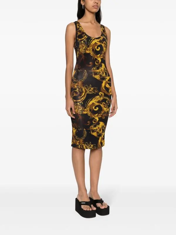 Versace Watercolour Couture-print Midi Dress
