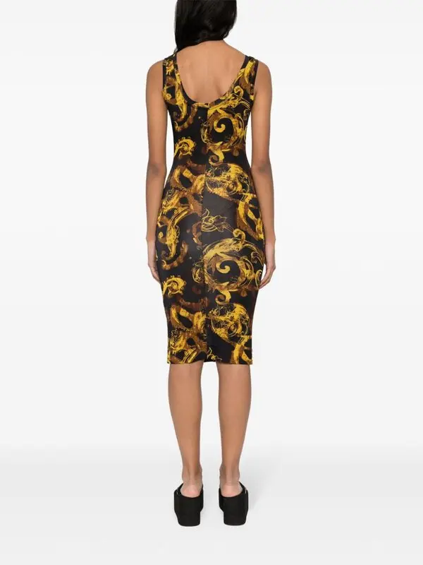Versace Watercolour Couture-print Midi Dress