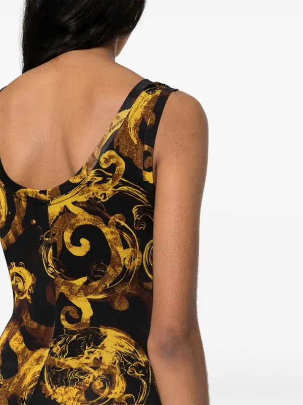 Versace Watercolour Couture-print Midi Dress
