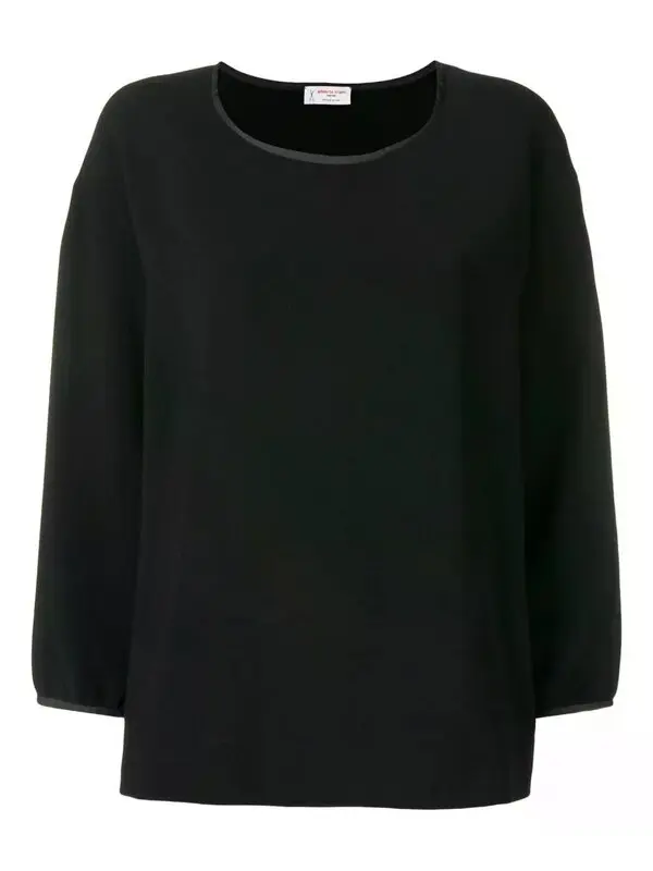 Alberto Biani Satin-trim Crewneck Blouse