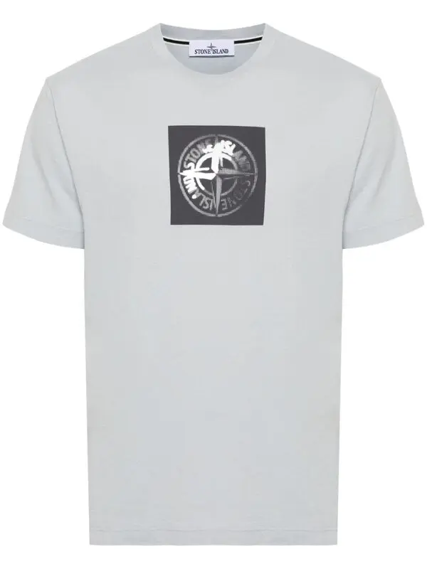 Stone Island Compass-print Cotton T-shirt - Blue