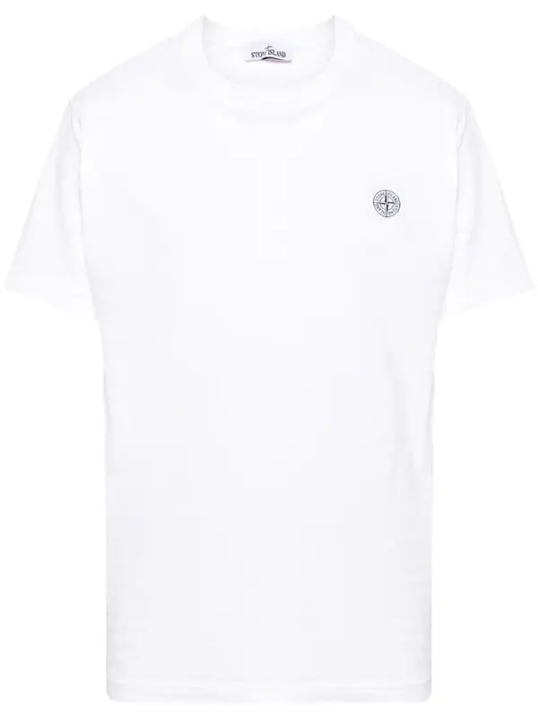 Stone Island Compass-appliqué Cotton T-shirt - White