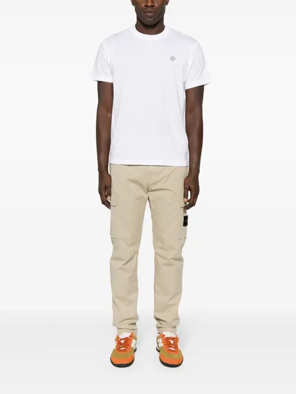 Stone Island Compass-appliqué Cotton T-shirt - White