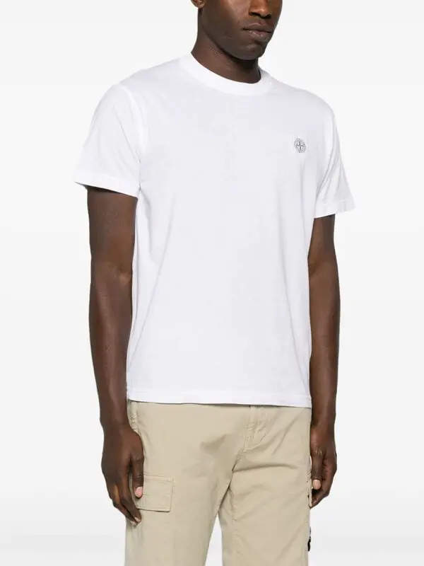 Stone Island Compass-appliqué Cotton T-shirt - White