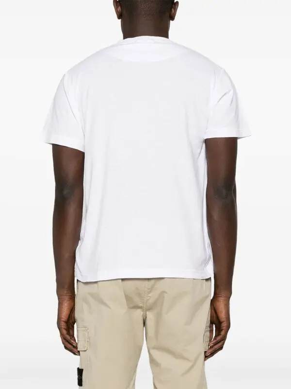 Stone Island Compass-appliqué Cotton T-shirt - White