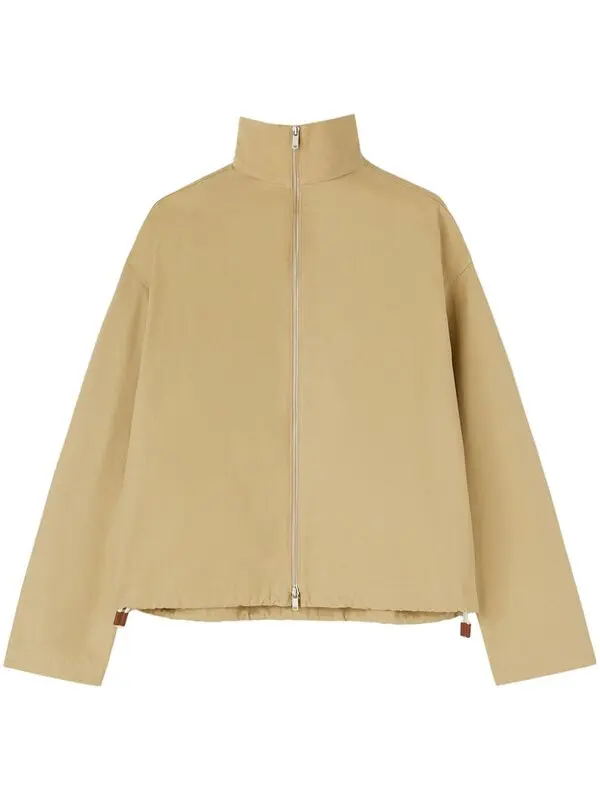 JIL SANDER Zip-up Cotton Bomber Jacket - Neutrals