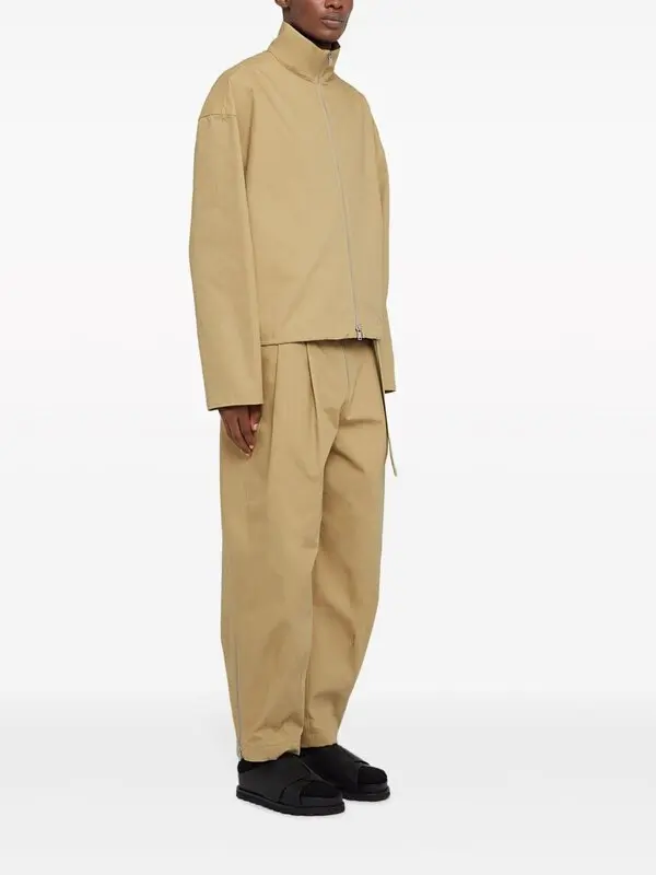 JIL SANDER Zip-up Cotton Bomber Jacket - Neutrals
