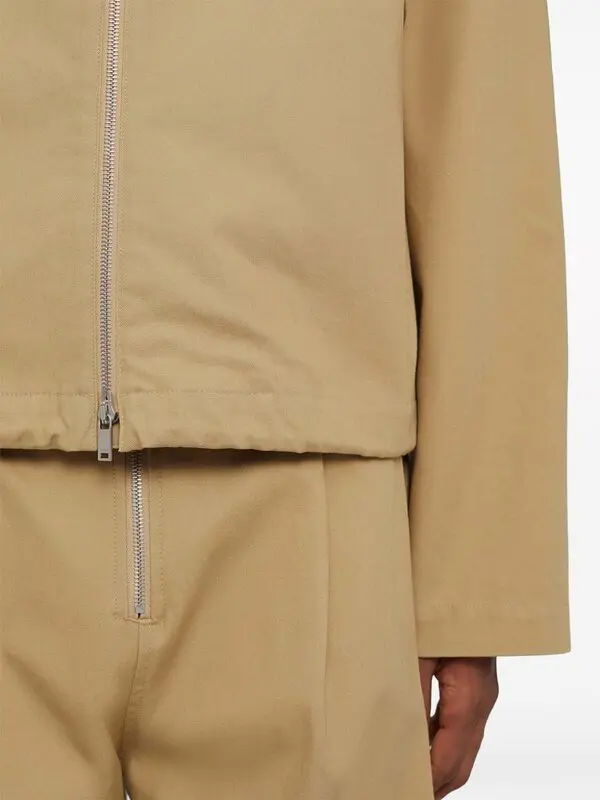JIL SANDER Zip-up Cotton Bomber Jacket - Neutrals