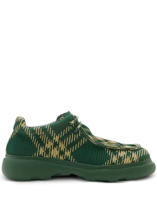 Burberry Check-print Derby Shoes - Green