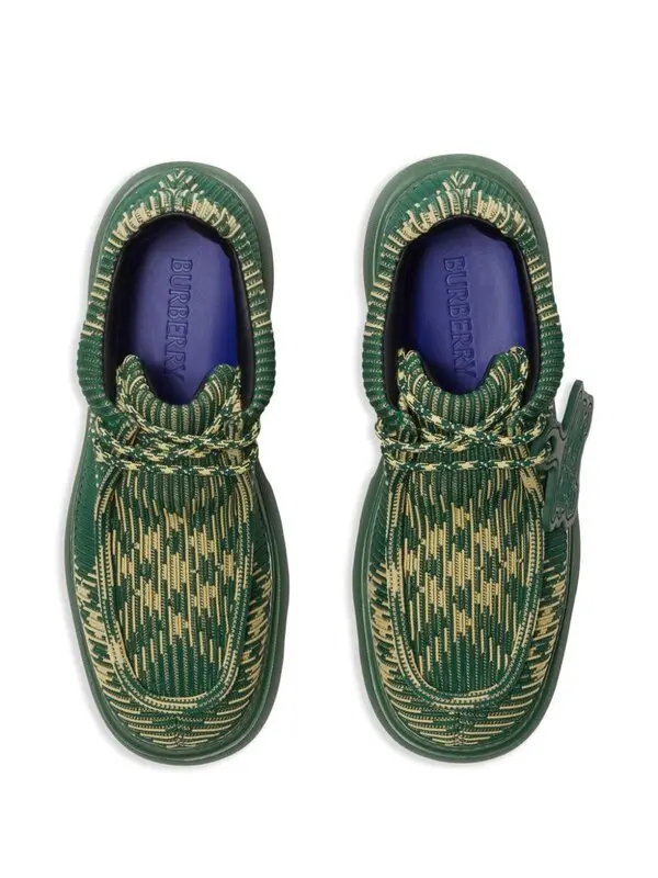 Burberry Check-print Derby Shoes - Green