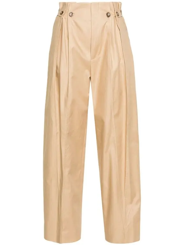 Victoria Beckham Fluid High-waist Wide-leg Trousers - Neutrals