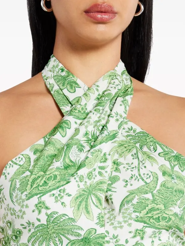 Staud Kai Botanical-print Halterneck Top