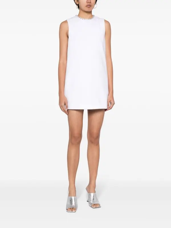 AREA Crystal-embellished Heart Mini Dress - White