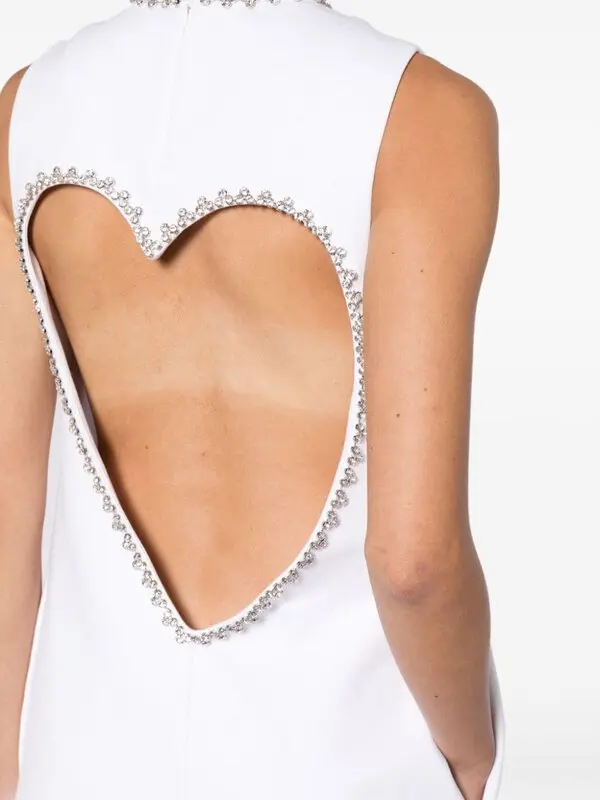 AREA Crystal-embellished Heart Mini Dress - White