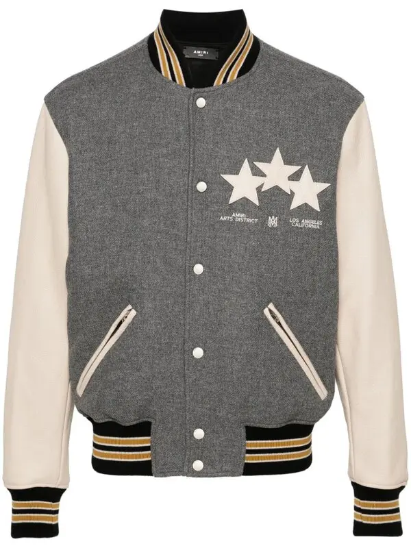Amiri Oversized Stars Varsity Jacket - Grey