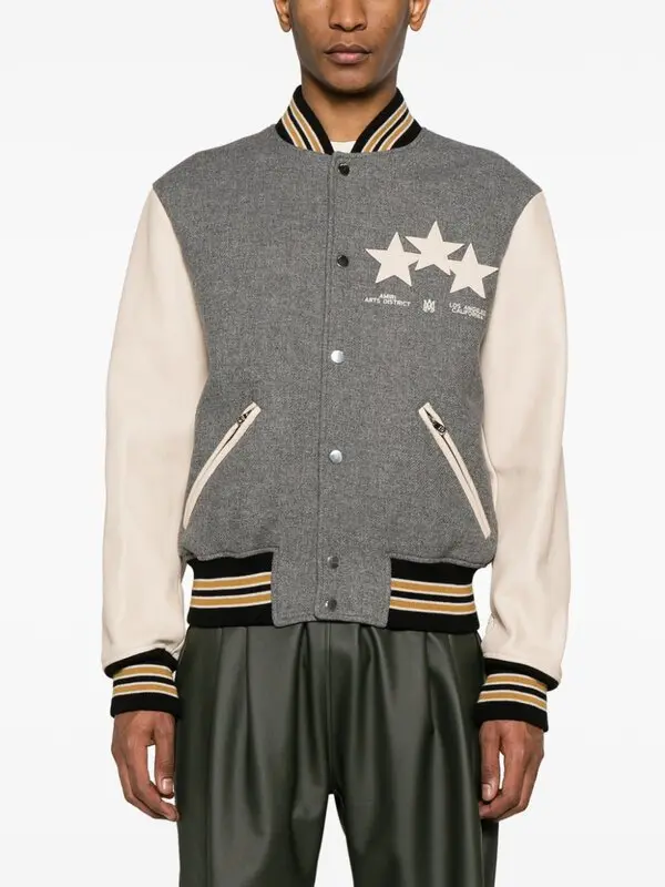 Amiri Oversized Stars Varsity Jacket - Grey