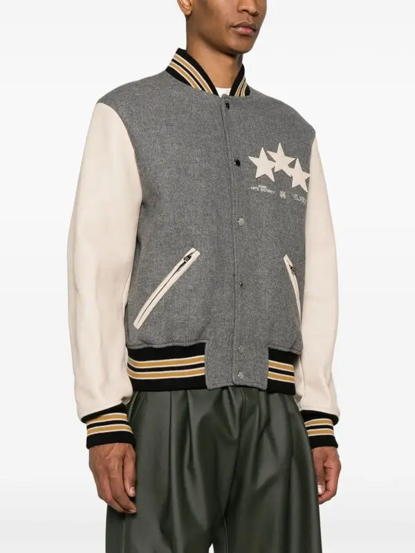 Amiri Oversized Stars Varsity Jacket - Grey