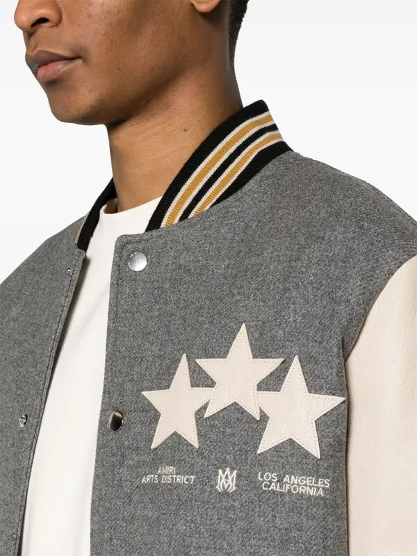Amiri Oversized Stars Varsity Jacket - Grey