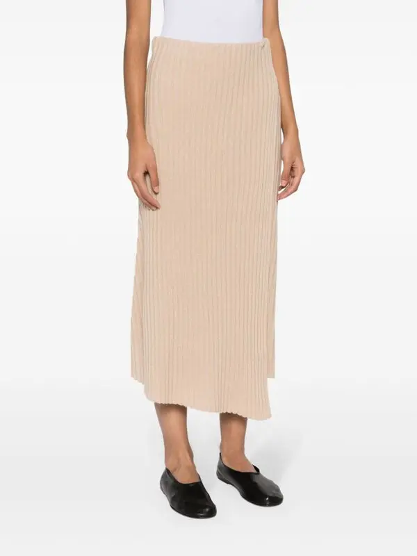 BY MALENE BIRGER Chunky-ribbed Asymmetric Skirt - Neutrals