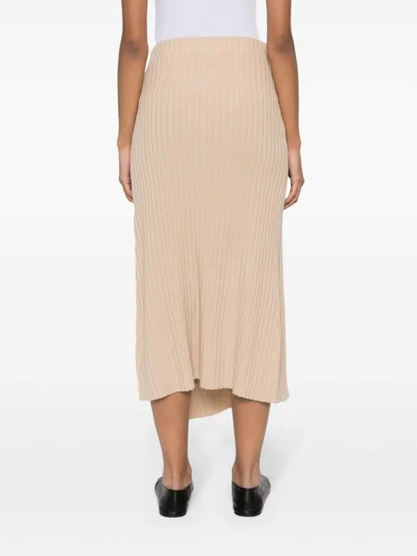 BY MALENE BIRGER Chunky-ribbed Asymmetric Skirt - Neutrals