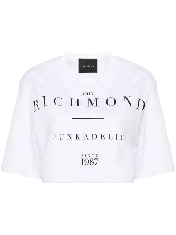 John Richmond Logo-print Cropped T-shirt - White