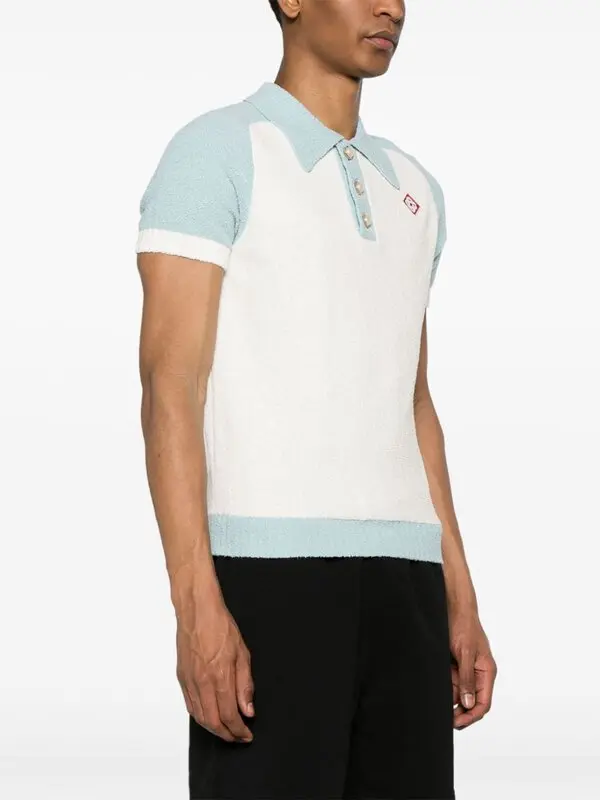 Casablanca Colour-Block Bouclé Polo Hirt - White | Editorialist