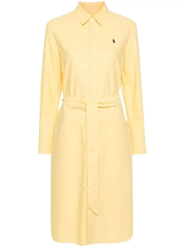 Polo Ralph Lauren Pony-embroidered Cotton Shirt Dress - Yellow