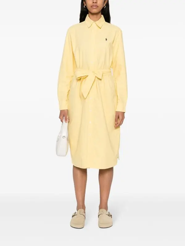 Polo Ralph Lauren Pony-embroidered Cotton Shirt Dress - Yellow