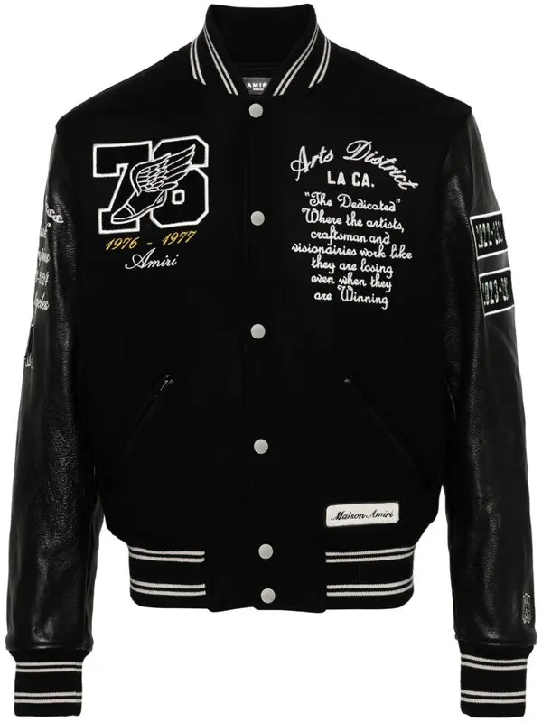 Amiri Eagle Varsity Leather-panelled Bomber Jacket