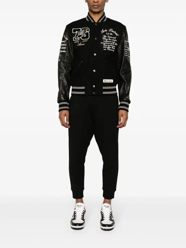 Amiri Eagle Varsity Leather-panelled Bomber Jacket