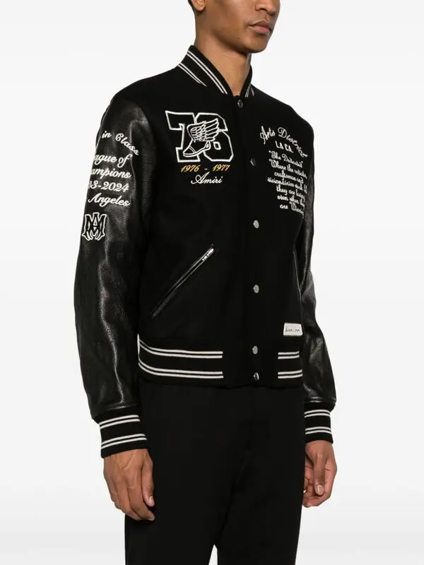 Amiri Eagle Varsity Leather-panelled Bomber Jacket