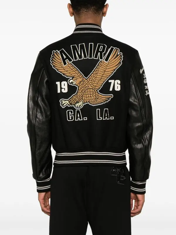 Amiri Eagle Varsity Leather-panelled Bomber Jacket