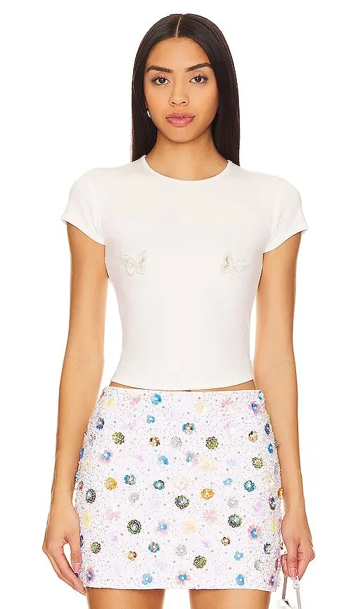 LOVERS AND FRIENDS Stacey Tee With Butterfly Appliques