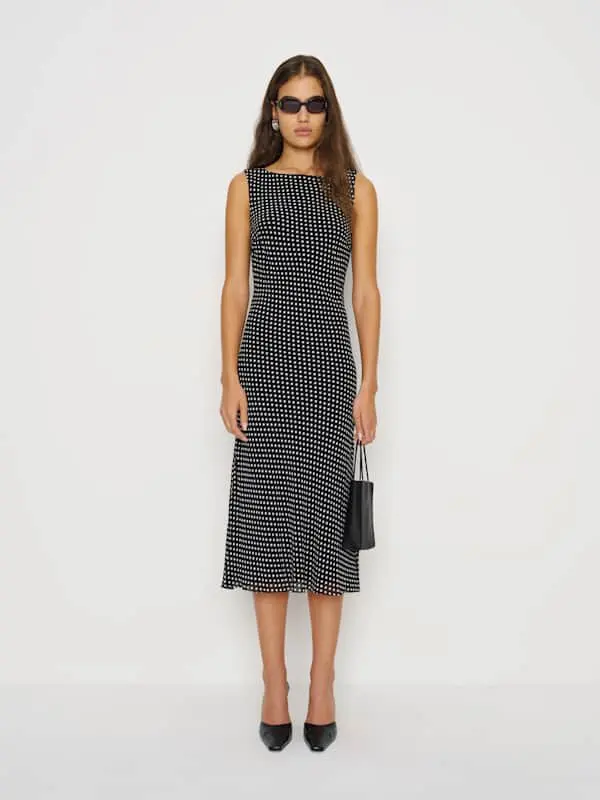 REFORMATION Topanga Midi Dress - Caviar Dot