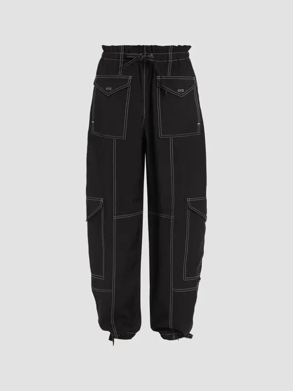 GANNI Wide-leg Drawstring Cargo Pants - Black