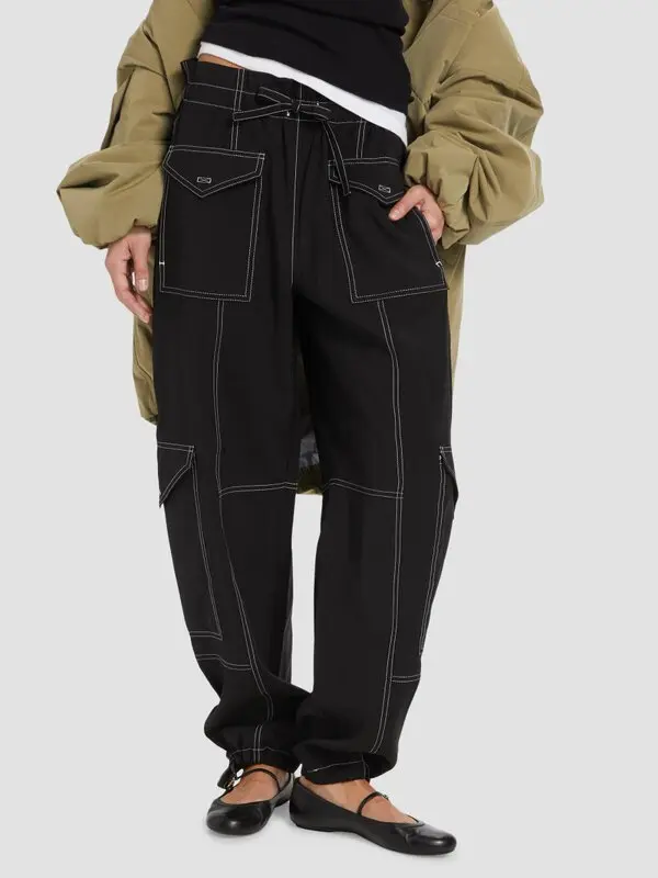 GANNI Wide-leg Drawstring Cargo Pants