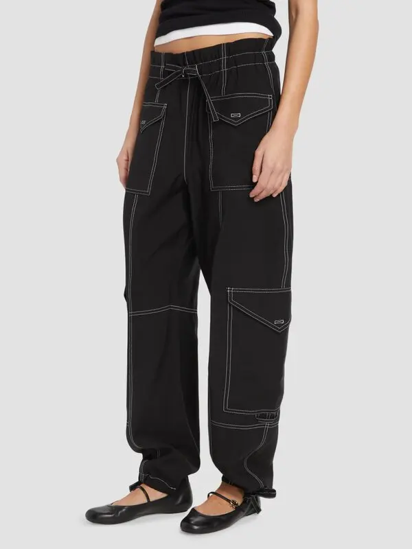 GANNI Wide-leg Drawstring Cargo Pants