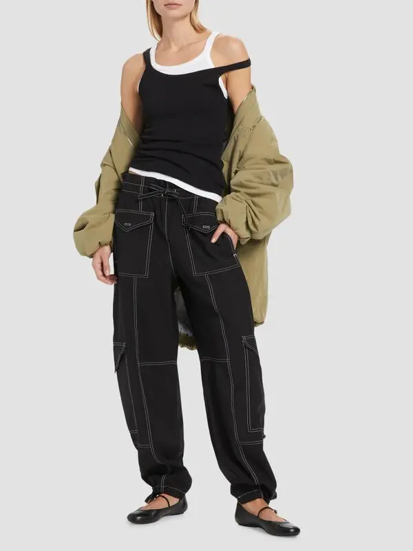 GANNI Wide-leg Drawstring Cargo Pants