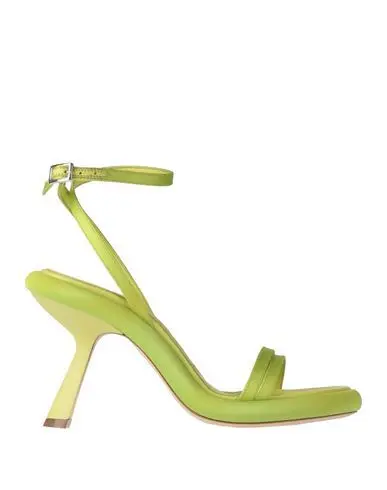 VIC MATIE Textile Strappy Sandals With Geometric Heel - Lime Green