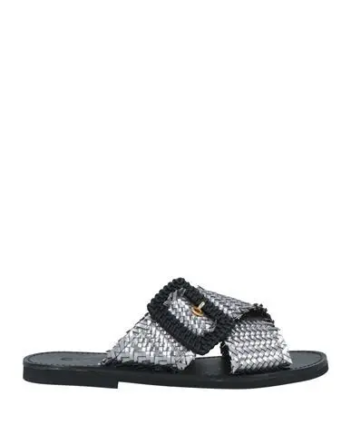 CHATULLE Textile Fiber Flat Sandals - Silver