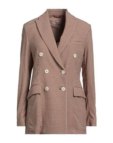 CIRCOLO 1901 Houndstooth Double-breasted Blazer - Brown
