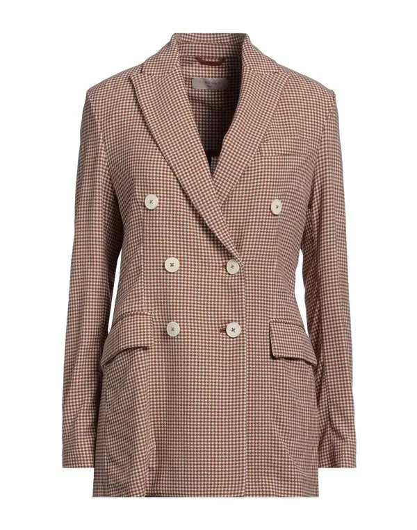 CIRCOLO 1901 Houndstooth Double-breasted Blazer - Brown